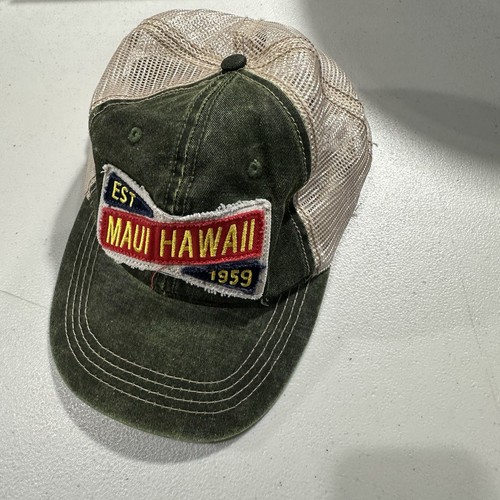 Vintage Maui Hawaii Hat Cap Green Red Logo Adjustable Y2K | eBay