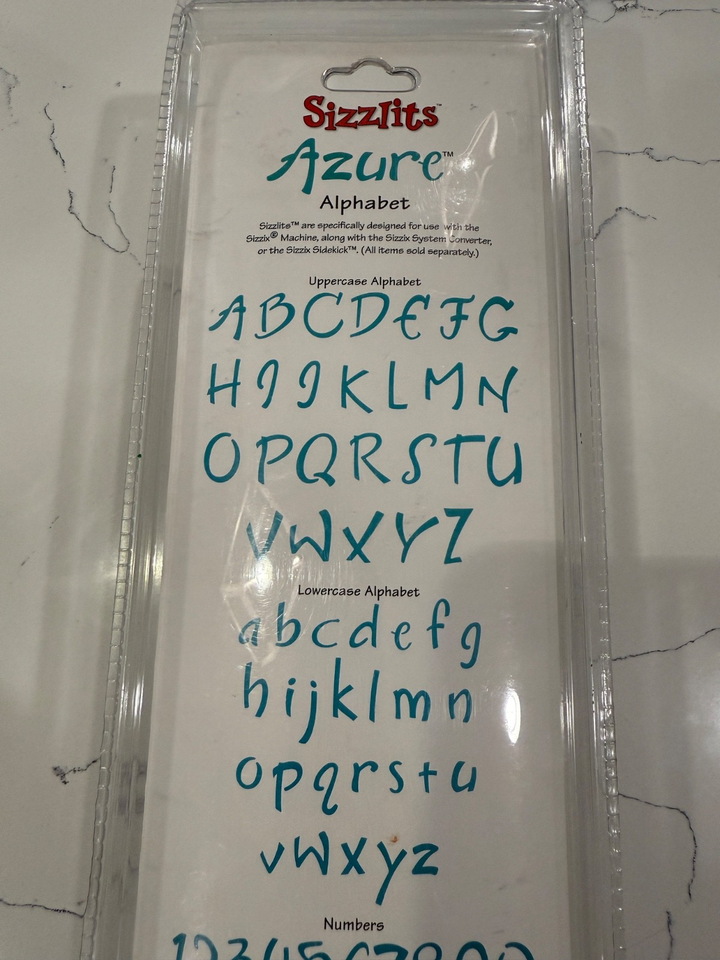 Sizzix Sizzlits Azure Alphabet Font Number & Symbols Die Set w/ Storage ...