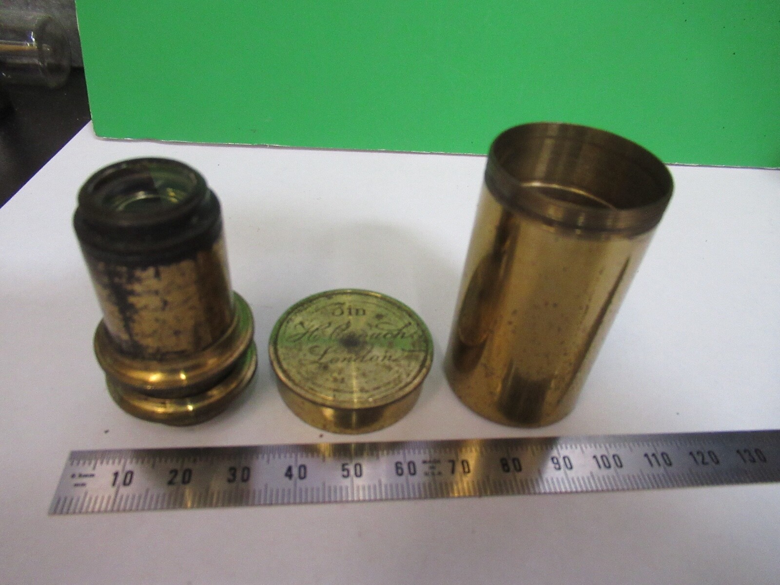 ANTIQUE BRASS OBJECTIVE 3in LENS HENRY CROUCH UK MICROSCOPE PART F8-B ...