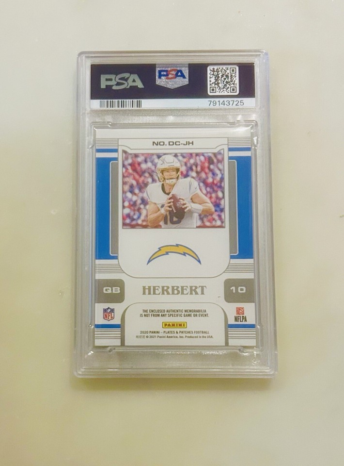 2020 Panini Plates And Patches JUSTIN HERBERT RC Double Patch Auto PSA ...