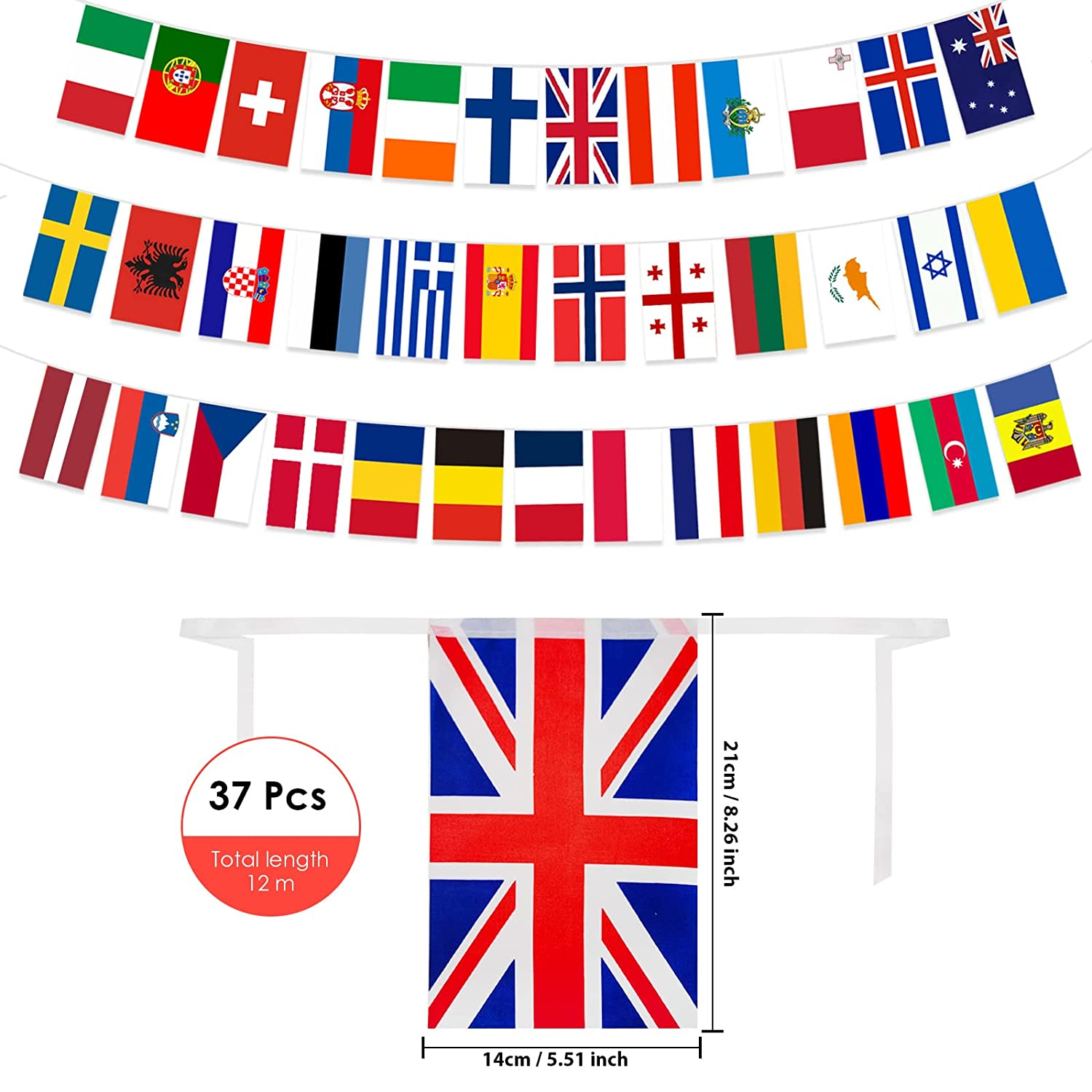 1 to 10 Packs 15 Metre 37 Eurovision Fabric Flags Bunting Speedy ...