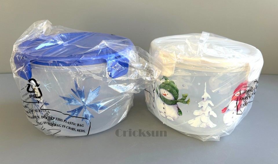 SHIPS FREE! 6 Round Lock n Lock Christmas Assorted Holiday Seasonal ...