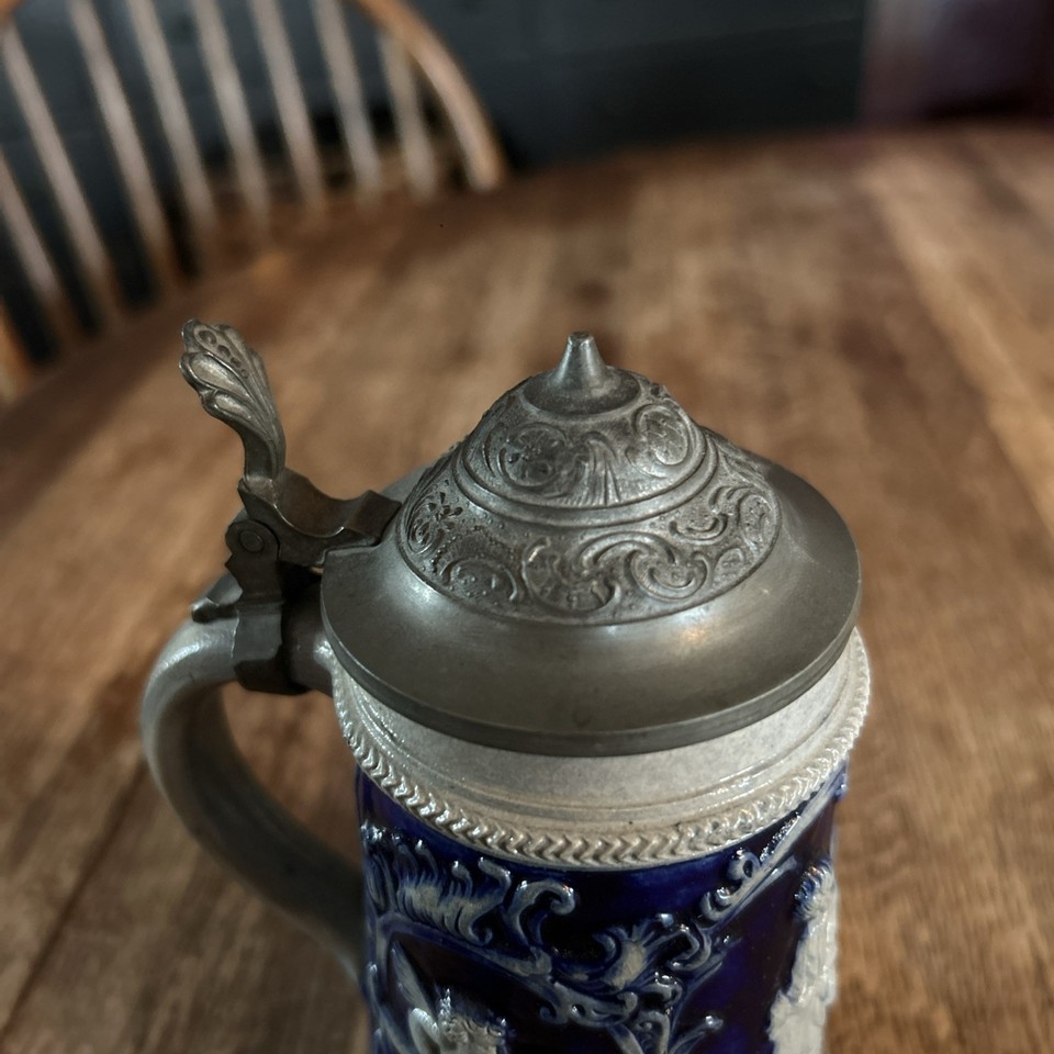 Rare German Cobalt Blue Hinged Lid Stein Mug Vintage Beer Mug 0.3L ...