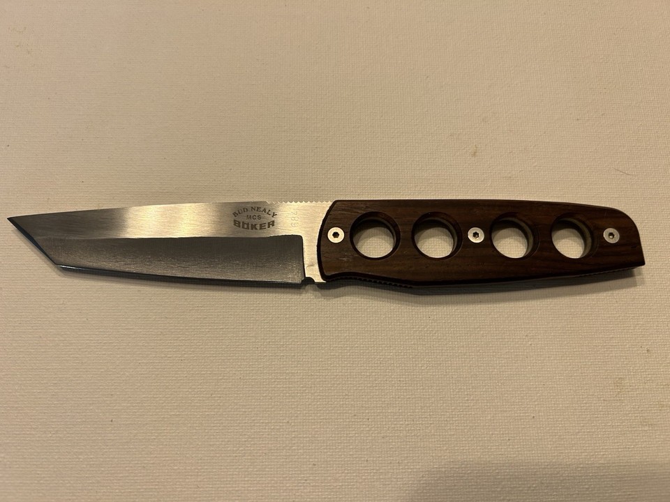 Boker BUD NEALY MCS Birch wood Fixed Blade 440C Knife #789 | eBay