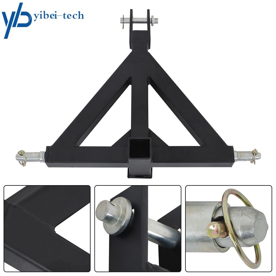 Black 3 Point 2'' Trailer Receiver Hitch Tow Drawbar Category 1 Tractor ...
