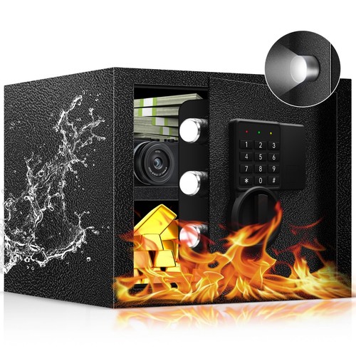 1.3 Cub Small Safe Box, Home Safe with Fireproof Waterproof Bag & Keys ...