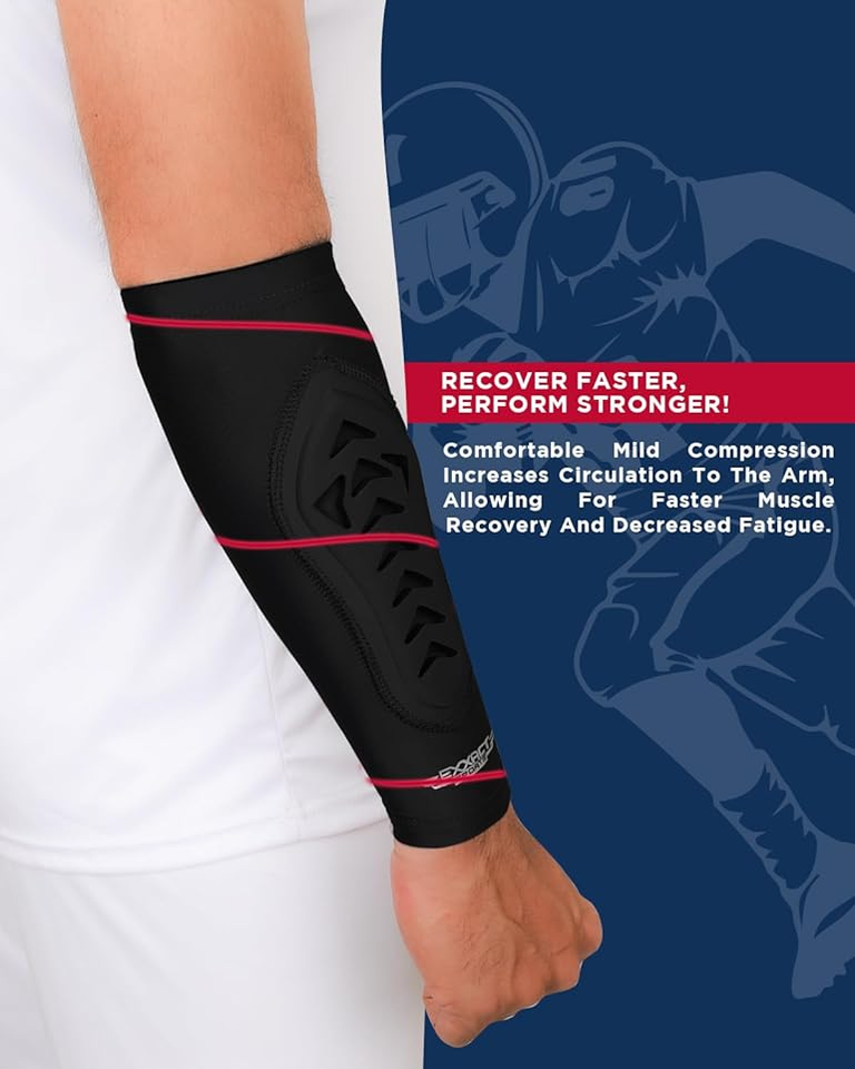 Exxact Sports Padded Forearm Compression Sleeves for Football, Baseball ...