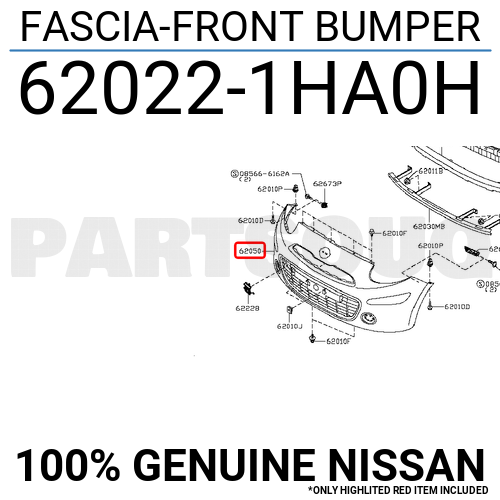 62022-1ha0h Nissan Fascia-front Bumper 620221HA0H Genuine OEM Part for ...