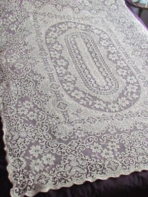 New Vintage Quaker lace tablecloth Victorian Style Floral Nottingham ...