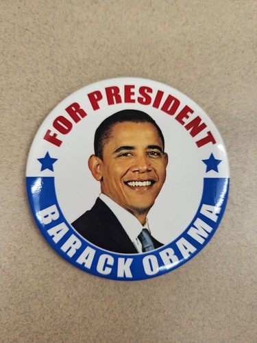 Barack Obama For President 2008 Round Shape Campaign Button 3" Across ...
