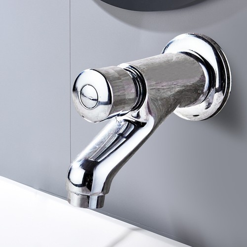 Push Faucet SingleCold Stainless Wall-Mount Self Closing Tap Basin ...