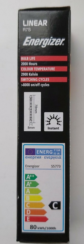 4 x ENERGIZER R7S 78mm Linear 80W=100W Dimmable S5773 Halogen Bulb ...