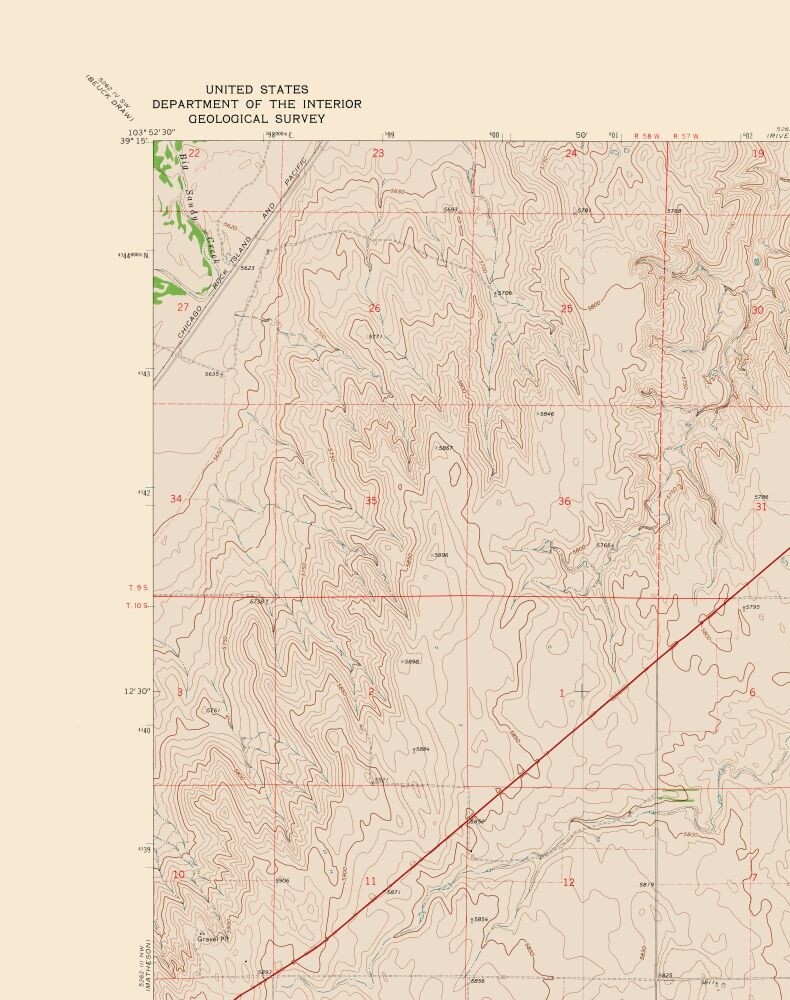 Topographical Map - Matheson North East Colorado Quad - USGS 1970 - 23 ...