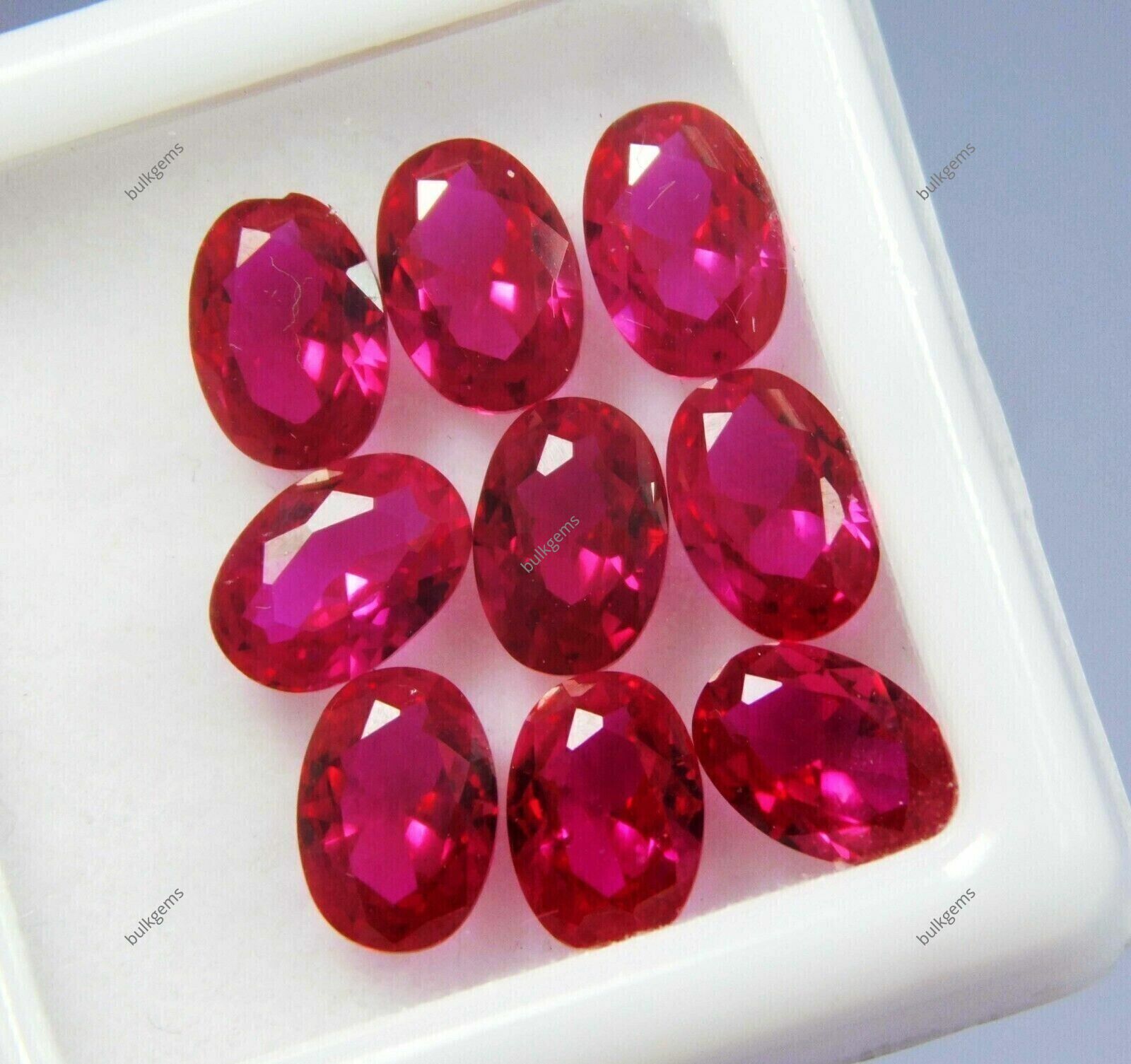9 Pcs Natural Red Ruby Loose Gemstone Certified Oval Shape Gemstone 7x5 ...