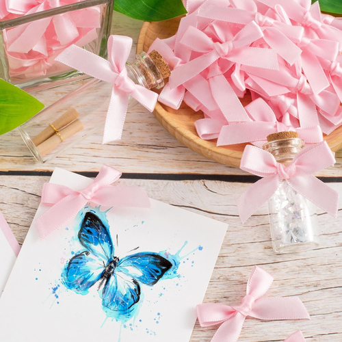 35Pcs Mini Pink Bows for Crafts, Tiny Cute Satin Ribbon Bow, Soft ...