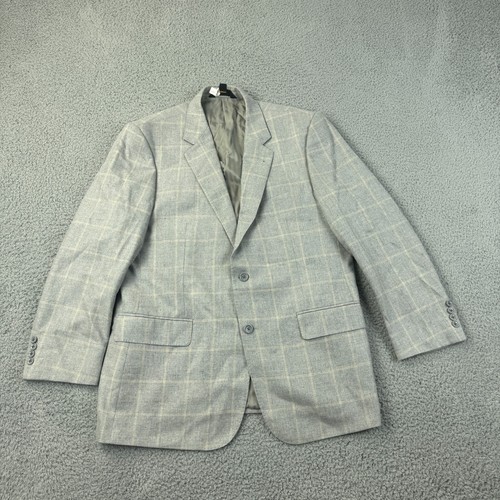 Baroni Blazer Mens 42R Wool Silk Windowpane Gray Suit Jacket Sport Coat ...