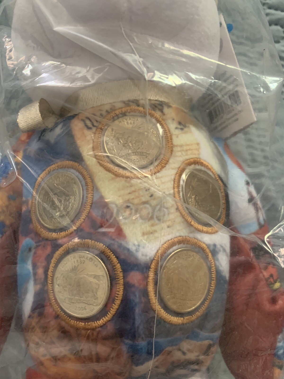 Gallery Treasures 5 Gold Coin Bear Quarters Plush Beanie Bottom 1999 ...