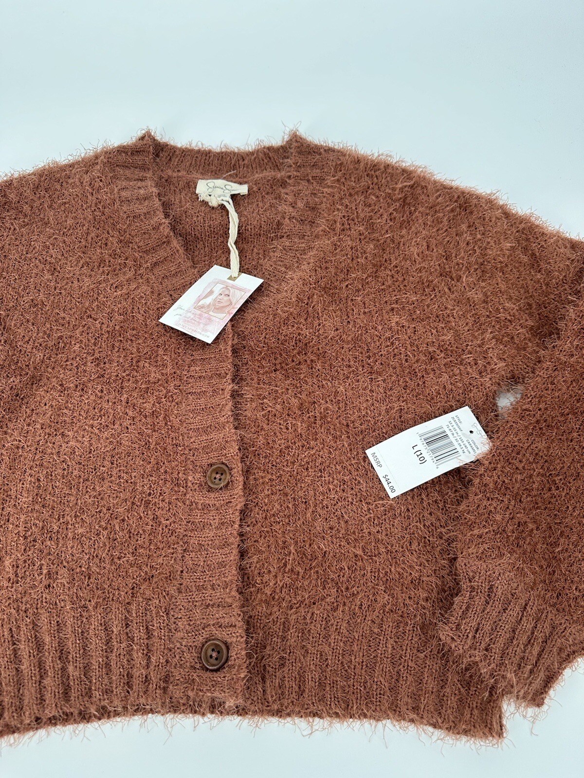 Jessica Simpson Knit Cropped Cardigan Sweater Buttons Long Sleeve NWT ...