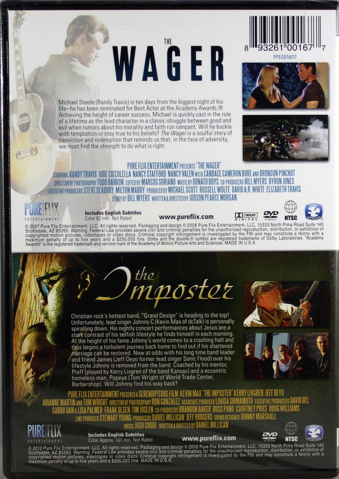 The Wager / The Imposter Double Feature NEW DVD Randy Travis Kevin Max ...