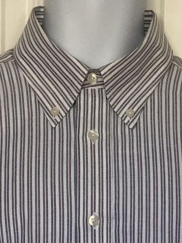 BROOKS BROTHERS EUC Regent Maroon Gray White Striped Non-Iron Supima ...