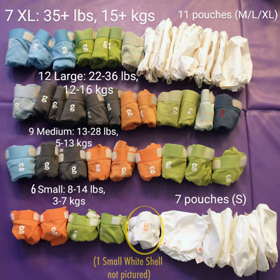 52 Piece gDiapers Lot Small Medium Large XL Cloth g Pants Some New ...