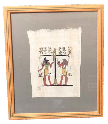 Rare Hand Painted Ancient Egyptian Papyrus Art of Thoth & Anubis ...