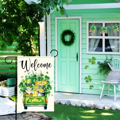 Lucky Truck Welcome St. Patrick's Day Garden Flag, Small Outdoor ...