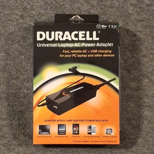 Duracell Universal Laptop Power Adapter Mint in Box, With 2 USB Ports ...
