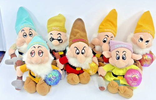 VTG Seven Dwarfs Beanie Dolls Doc. Grumpy Sneezy Disney Store Plush ...