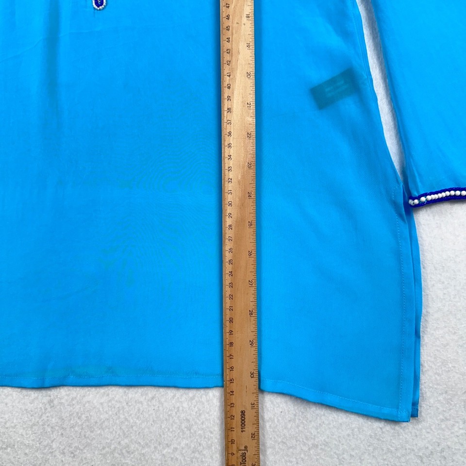 Boston Proper Embellished V Neck Resort Tunic Top Boho Beach Vibes Size ...