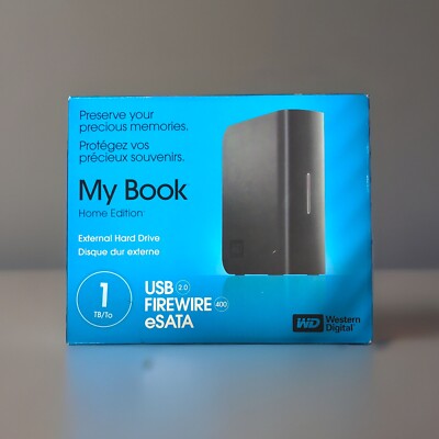 NEW Western Digital My Book Home Ed. 1TB USB 2.0 Firewire 400 Desktop ...