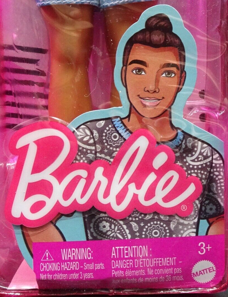 2022 Mattel Barbie Ken Fashionista Doll w/ Paisley Outfit & "Man Bun ...