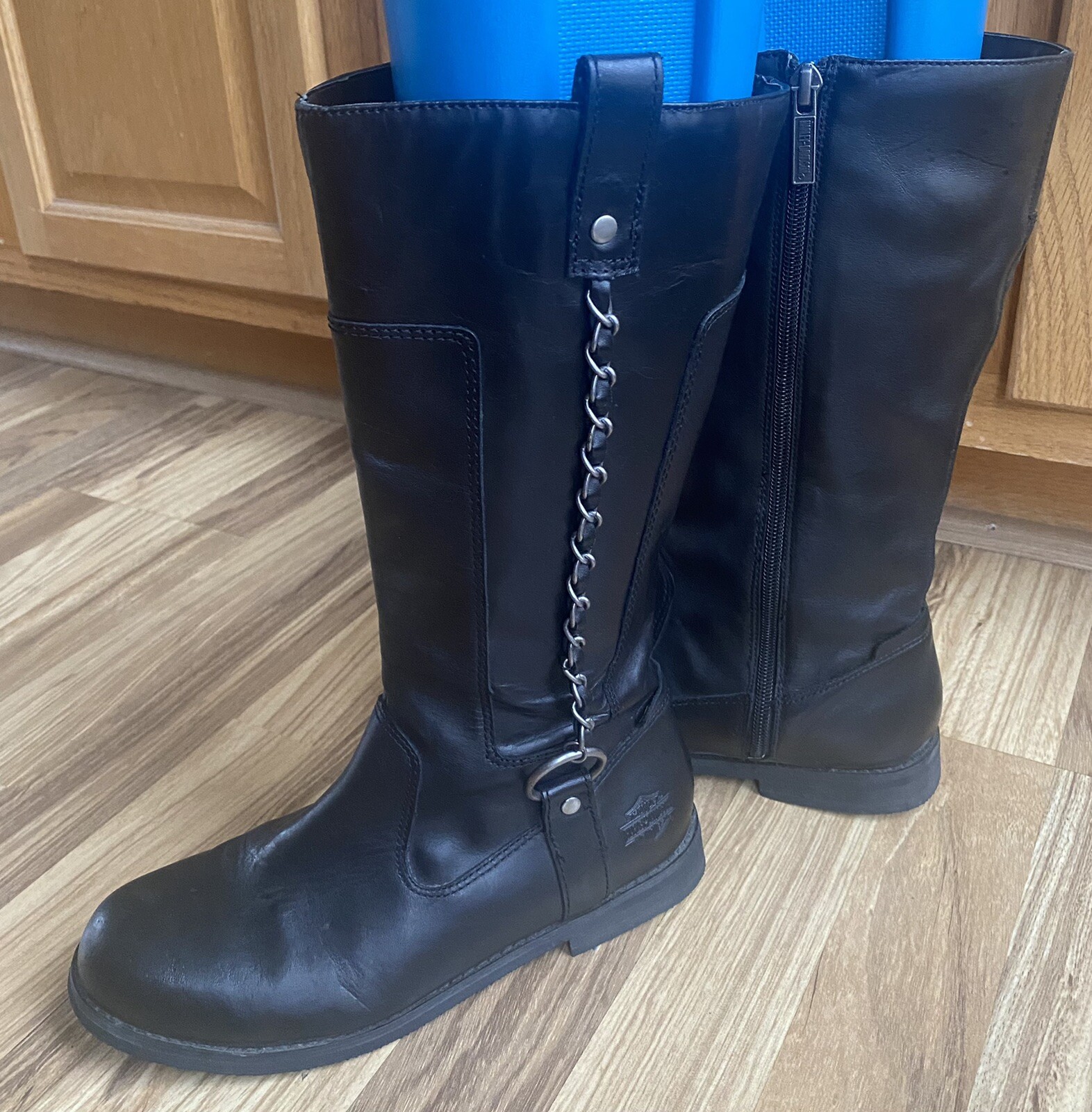 Harley Davidson Black Leather Boots with Chains Ladie… - Gem