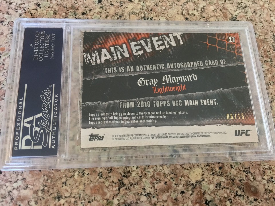 2010 Topps UFC Main Event Red Ink 1st Auto GRAY MAYNARD 06/15 PSA 9 ...