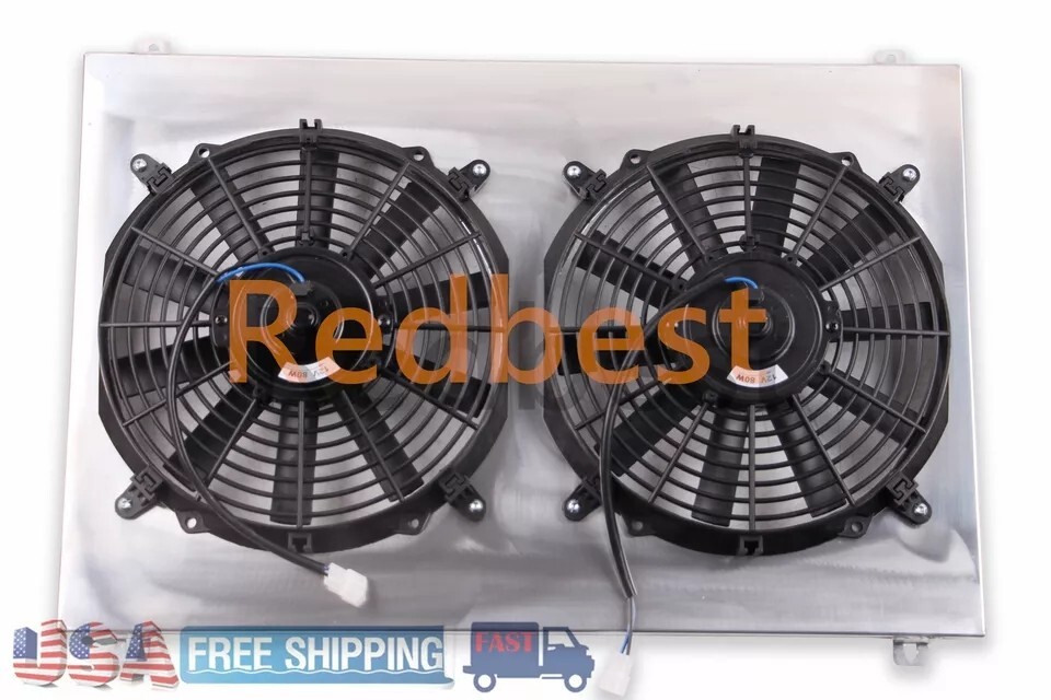 For Chevelle Aluminum Radiator Fan Shroud & 2-12" Electric Fans -17"H x ...