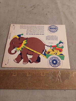 Clark's ONT Spool Cotton Circus Cat Punch Out Clown on Cart Elephant ...