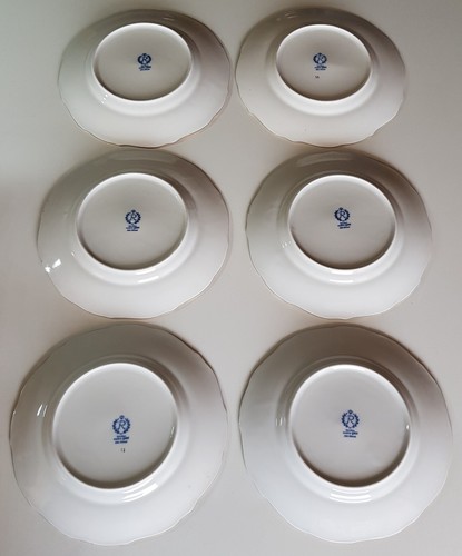 6 Kuchenteller Reichenbach Porzellan Echt Kobalt Golddekor Teller 19 cm ...