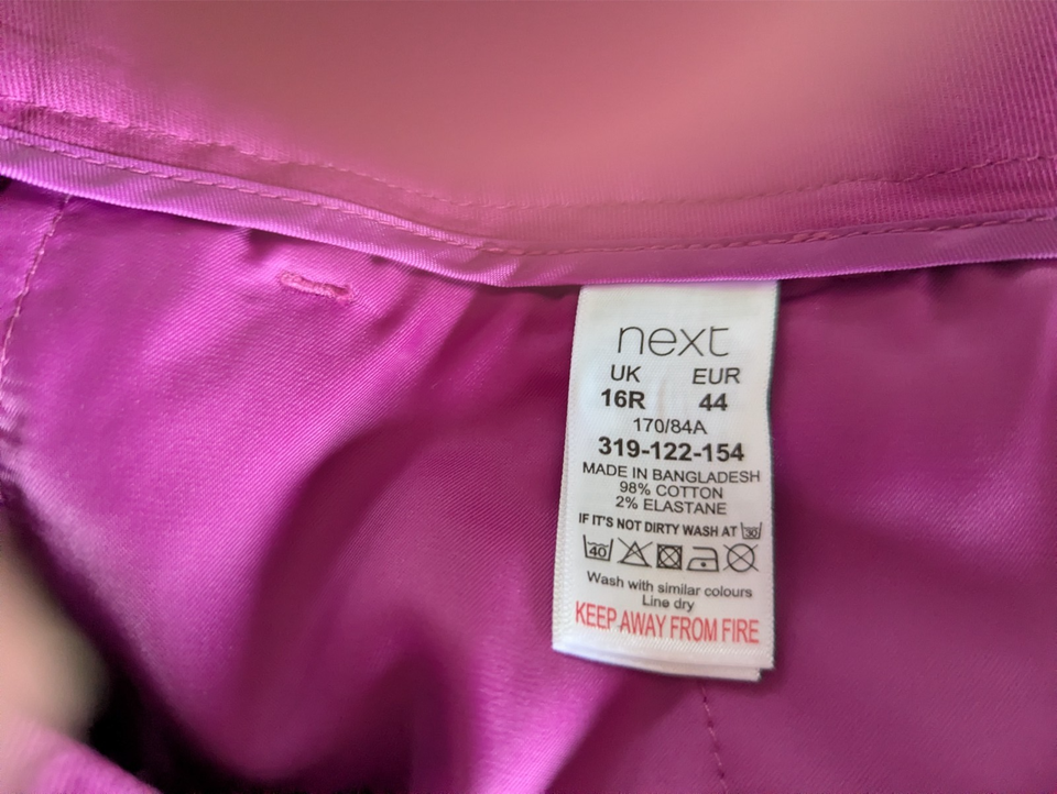 NEXT TAILORING PURPLE COTTON TROUSERS SIZE 16R | eBay UK