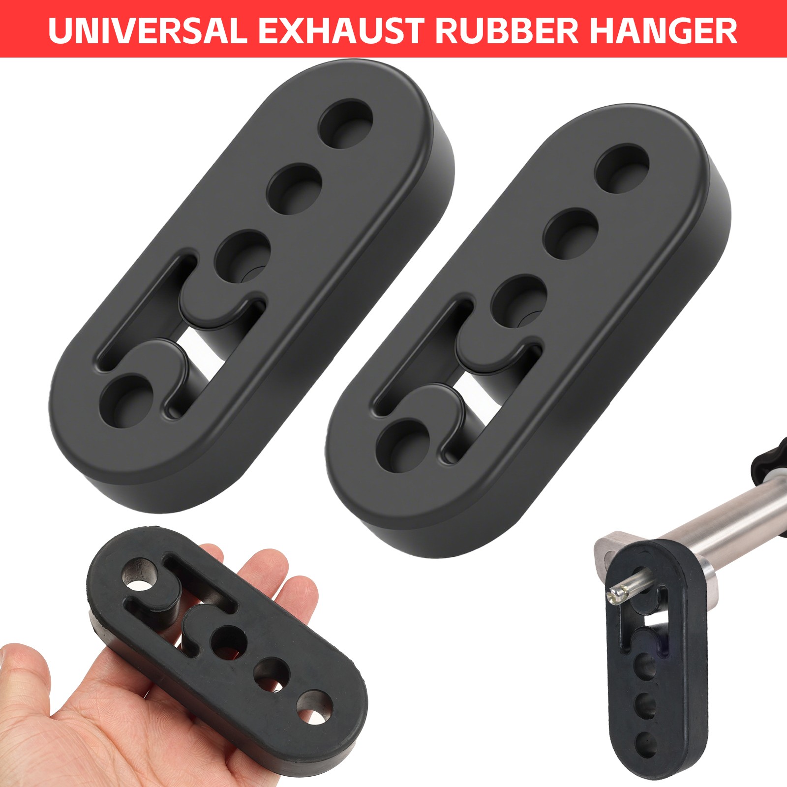 2PC Car Rubber Exhaust Universal Tail Pipe Mount Bracket Hanger ...