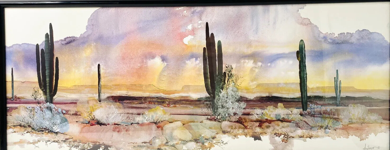 Adin Shade Framed Western Desert landscape Boho Water Color Art Print ...