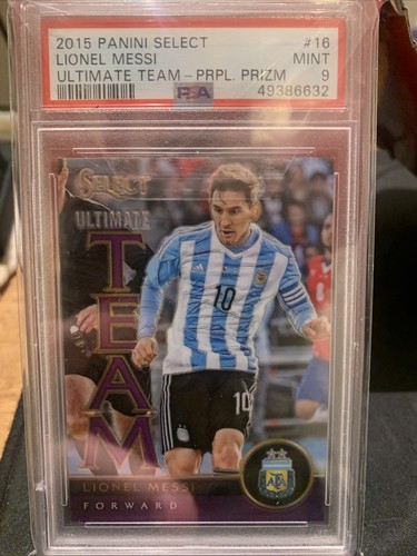 2015-16 PANINI SELECT LIONEL MESSI PURPLE PRIZM ULTIMATE TEAM /99 PSA 9 ...