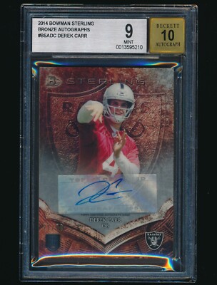 2014 Bowman Sterling Bronze Autograph rookie #BSADC Derek Carr RC BGS 9 ...