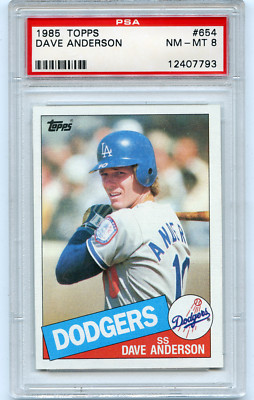 1985 TOPPS BASEBALL #654 DAVE ANDERSON, LOS ANGELES DODGERS - PSA 8 NM ...