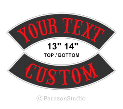 Custom Embroidered 13" 14" Top Bottom Rocker Sew on Patch MC Biker ...