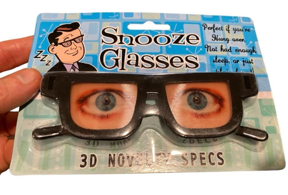 Snooze Glasses - Gag Gift, Funny Eyewear - Hologram Costume Eyes Open ...