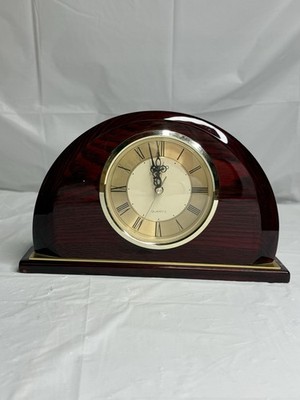 Seiko Mantel Clock Quartz Chime Wood Desk Shelf Roman Numerals Working ...