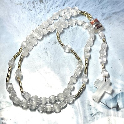 Vintage White Frosted Glass Rosary Beads, Frosted White Glass Cross | eBay