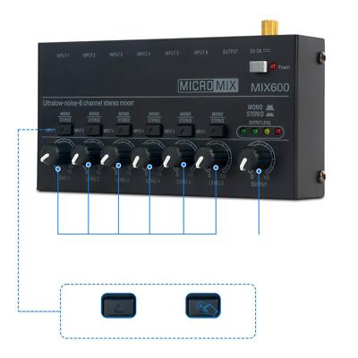Low Noise Audio Mixer Stage Mixer Extension Professional 6 Input Stereo ...
