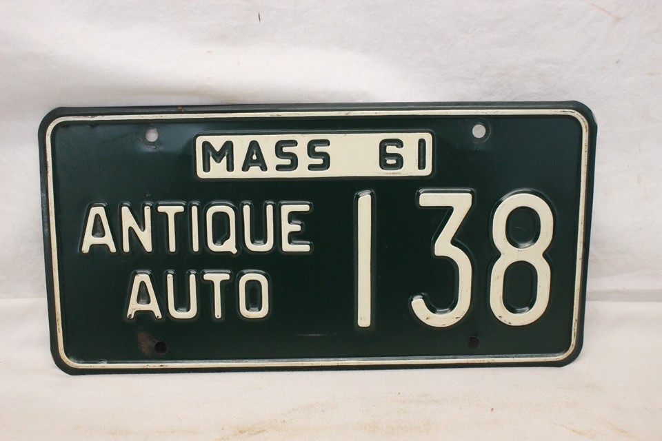 💥Pair (2) 1961 Massachusetts ANTIQUE AUTO License Plate #138 vintage 6 ...