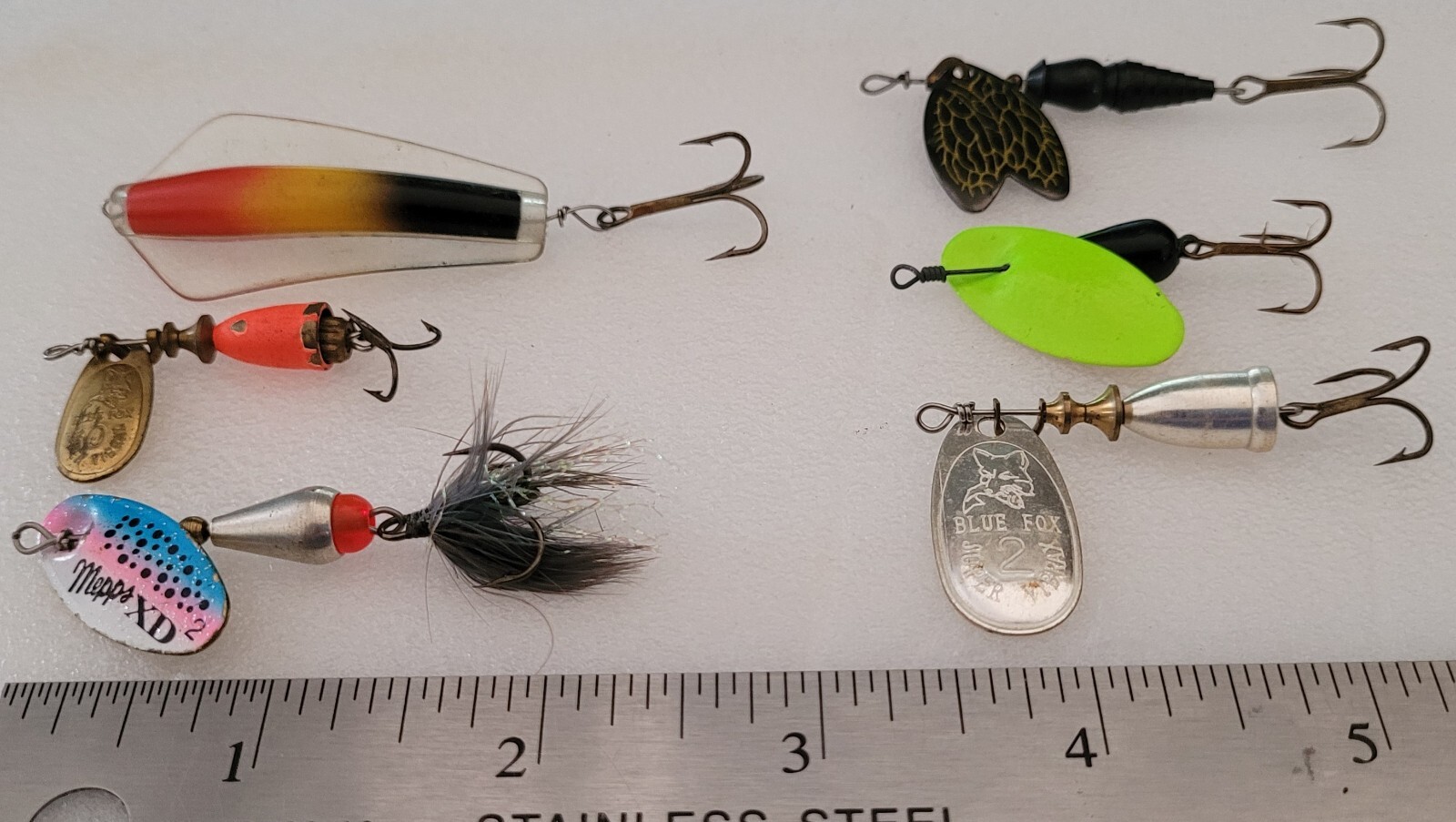 Fishing spinners-6 in bundle Mepps, Blue Fox, Tasmanian and unbranded ...